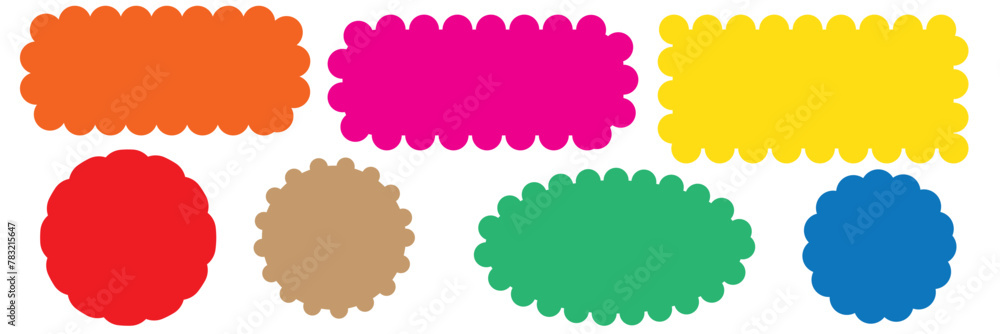 Scalloped edge border silhouette shapes, wavy borders isolated on white ...