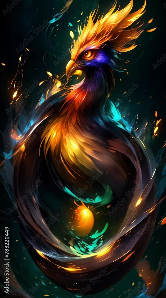 A phoenix egg hatching in eternal flames, phoenix rising out of flames ...
