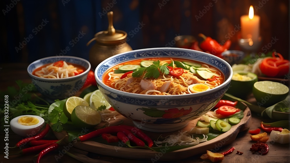 "Visual representation of a Penang Assam Laksa dish, highlighting its ...