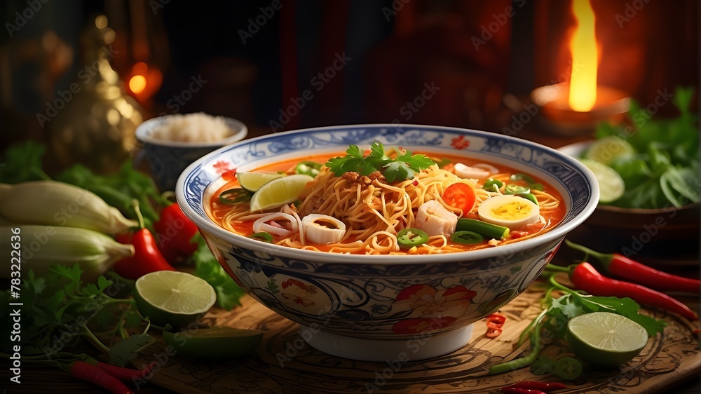 "Visual representation of a Penang Assam Laksa dish, highlighting its ...