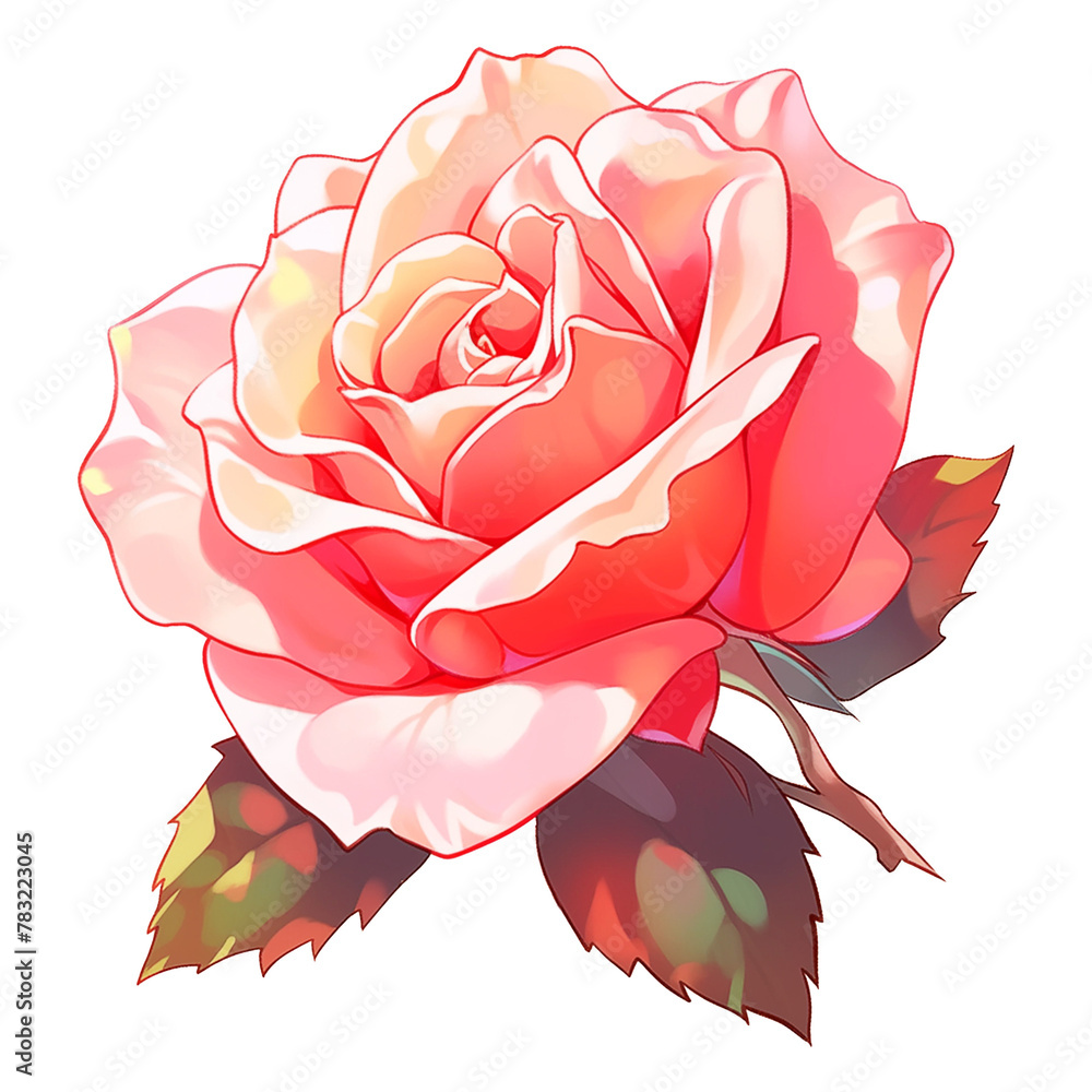 beautiful flower illust drawing pink rose on PNG image with transparent ...