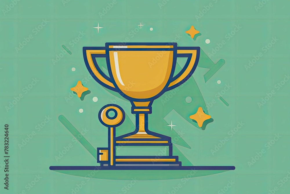 Unlocking business triumph: A minimalist design featuring a trophy and ...