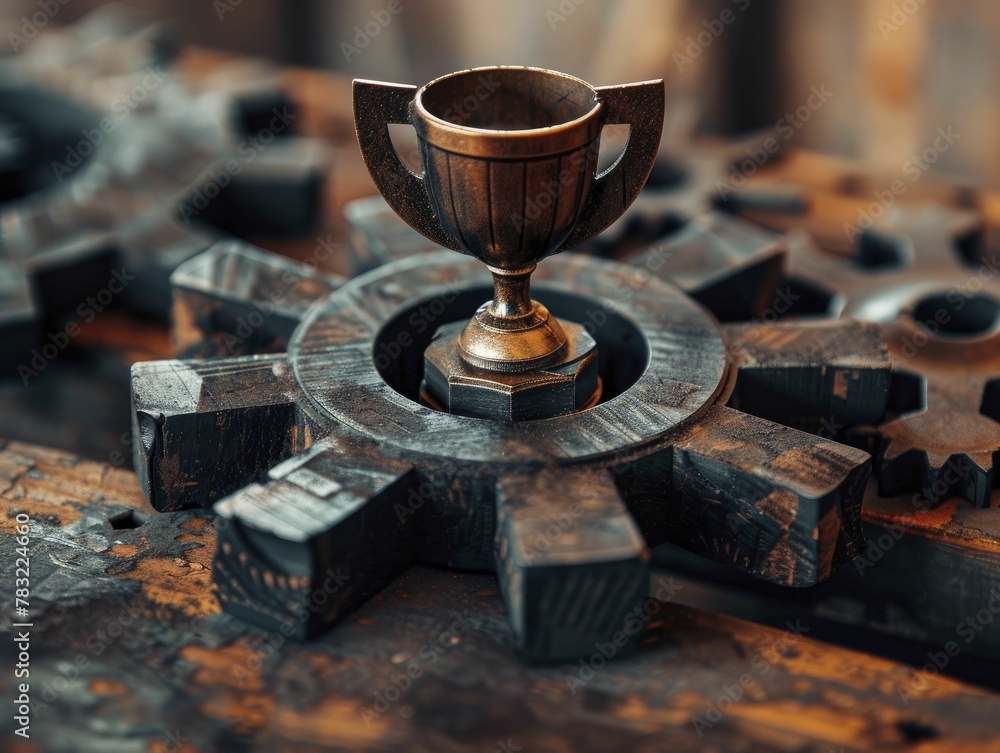 Sure, here is the revised sentence: "Simplified graphic of a trophy ...