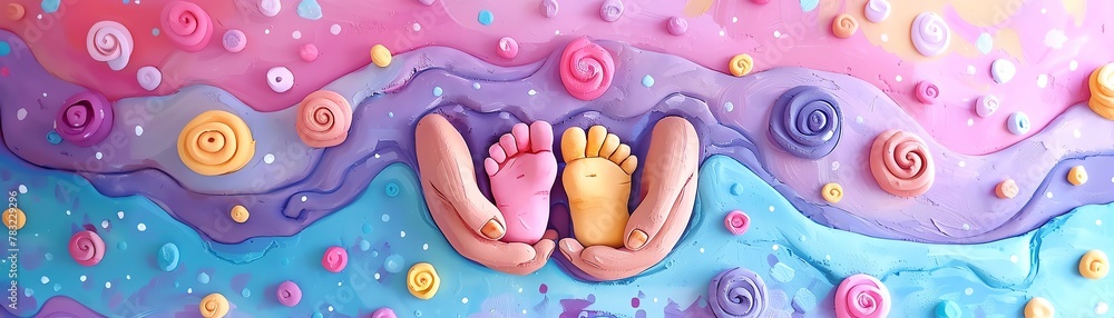 Craft a touching traditional clay sculpture depicting the tender moment ...