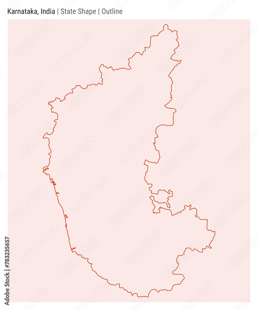 Karnataka, India. Simple vector map. State shape. Outline style. Border ...