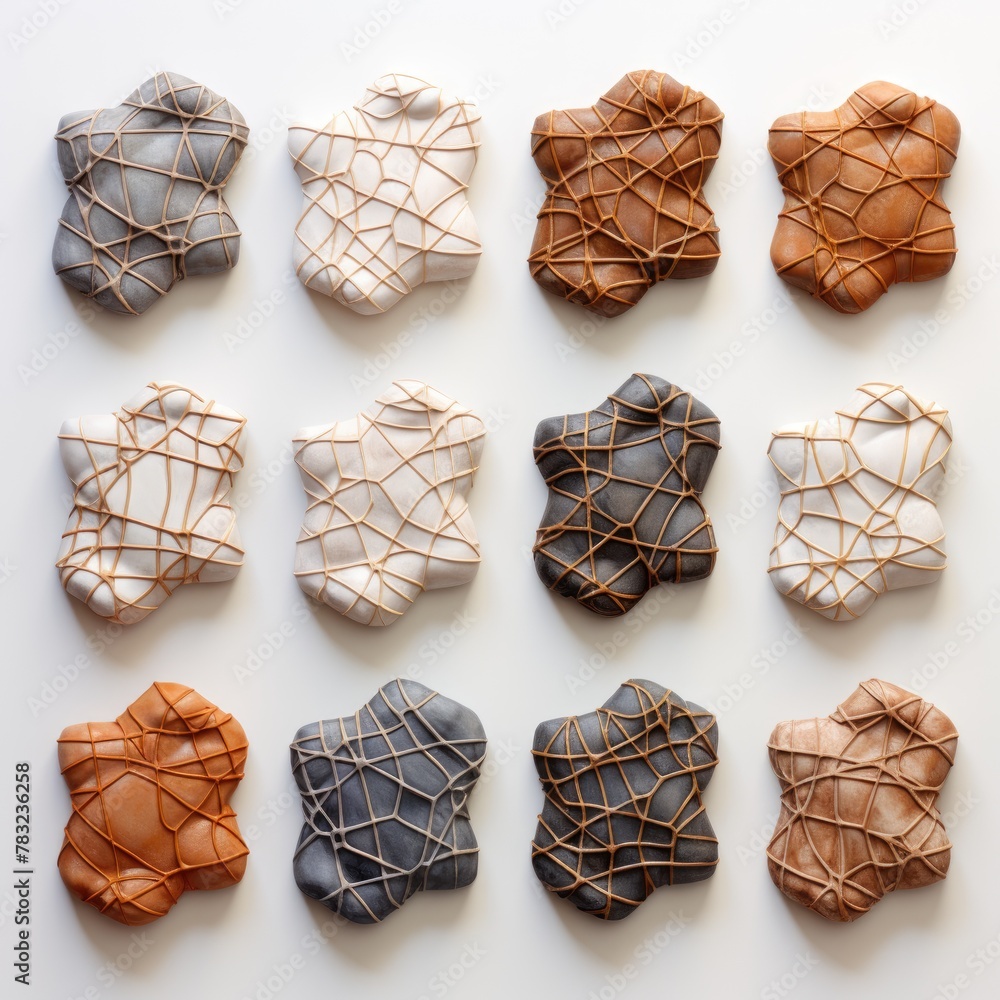 A collection of clay networking icons like handshakes and network grids ...