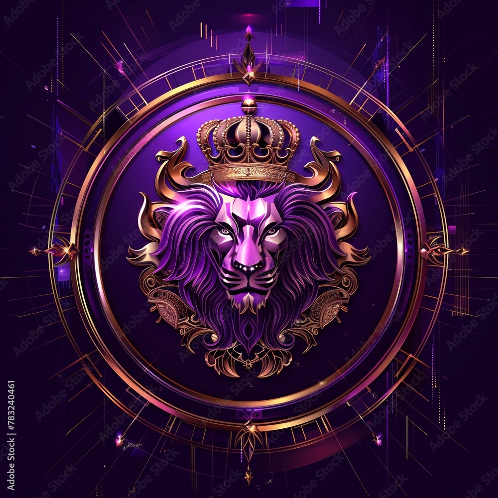 Abstract legal shield icon incorporating elements of a lion and a crown ...