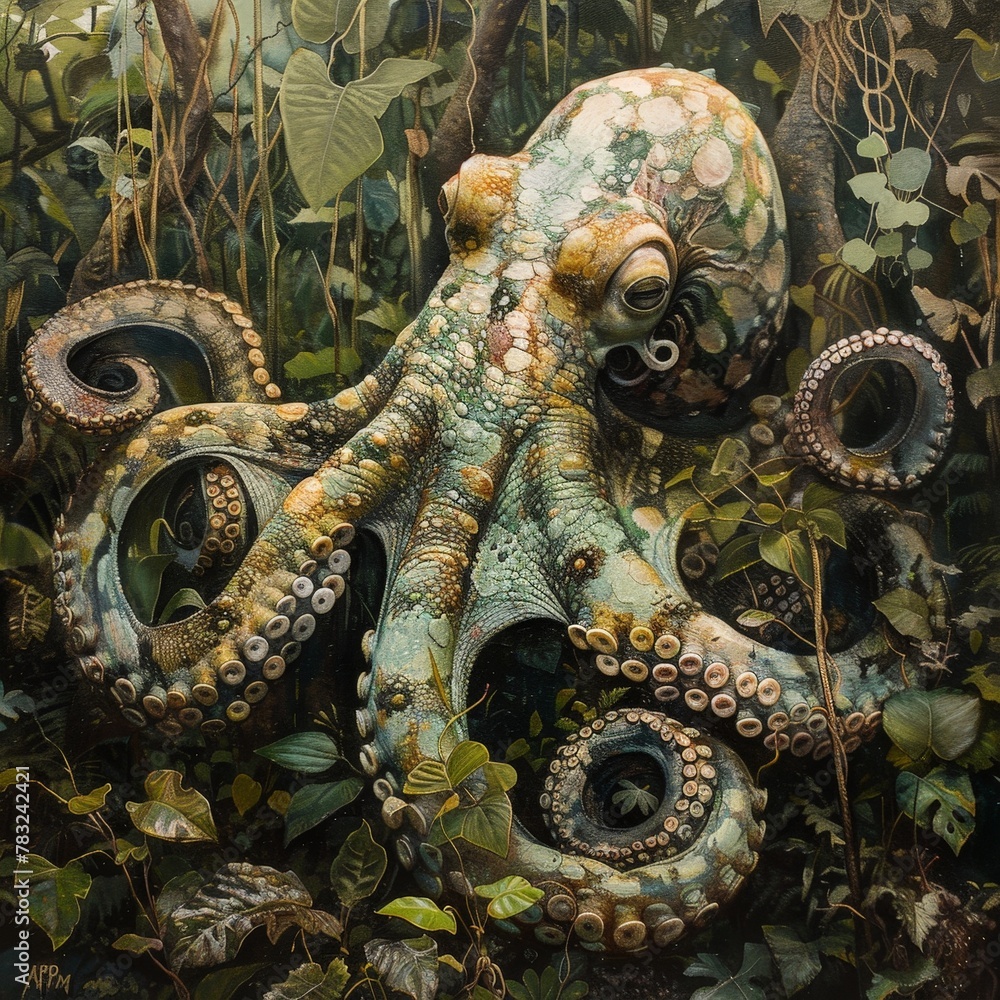 Octopus in Mangroves - Realistic Wildlife Painting,A stunning ...