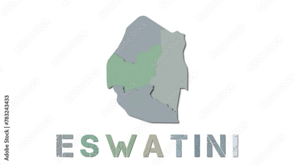 Swaziland map with paper regions. Animated country map growing from ...