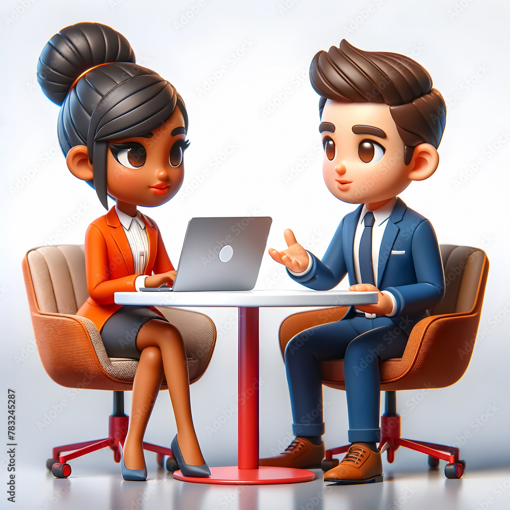 Professional Meeting: 3D Cartoon Characters in Conference, Diverse ...