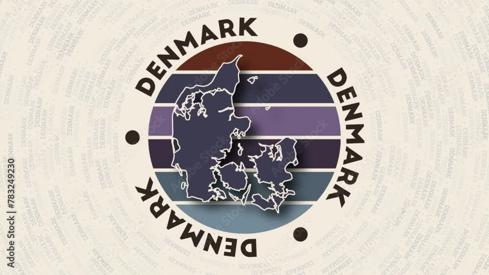 Denmark logo intro. Badge with the circular name and map of country ...