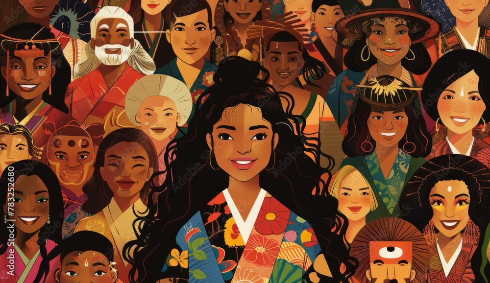 A diverse group of people from different cultures and backgrounds, all ...