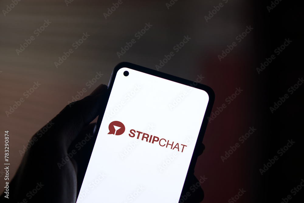 Dhaka, Bangladesh- 13 Apr 2024: Stripchat logo is displayed on smartphone. Stock-Foto | Adobe Stock