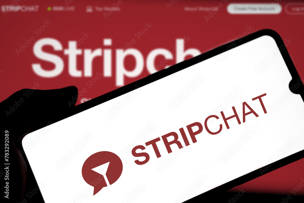 Dhaka, Bangladesh- 13 Apr 2024: Stripchat logo is displayed on smartphone. Stock Photo | Adobe Stock