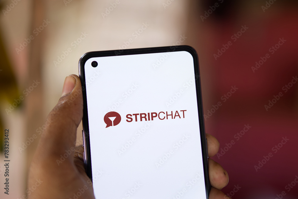Dhaka, Bangladesh- 13 Apr 2024: Stripchat logo is displayed on smartphone. Stock Photo | Adobe Stock