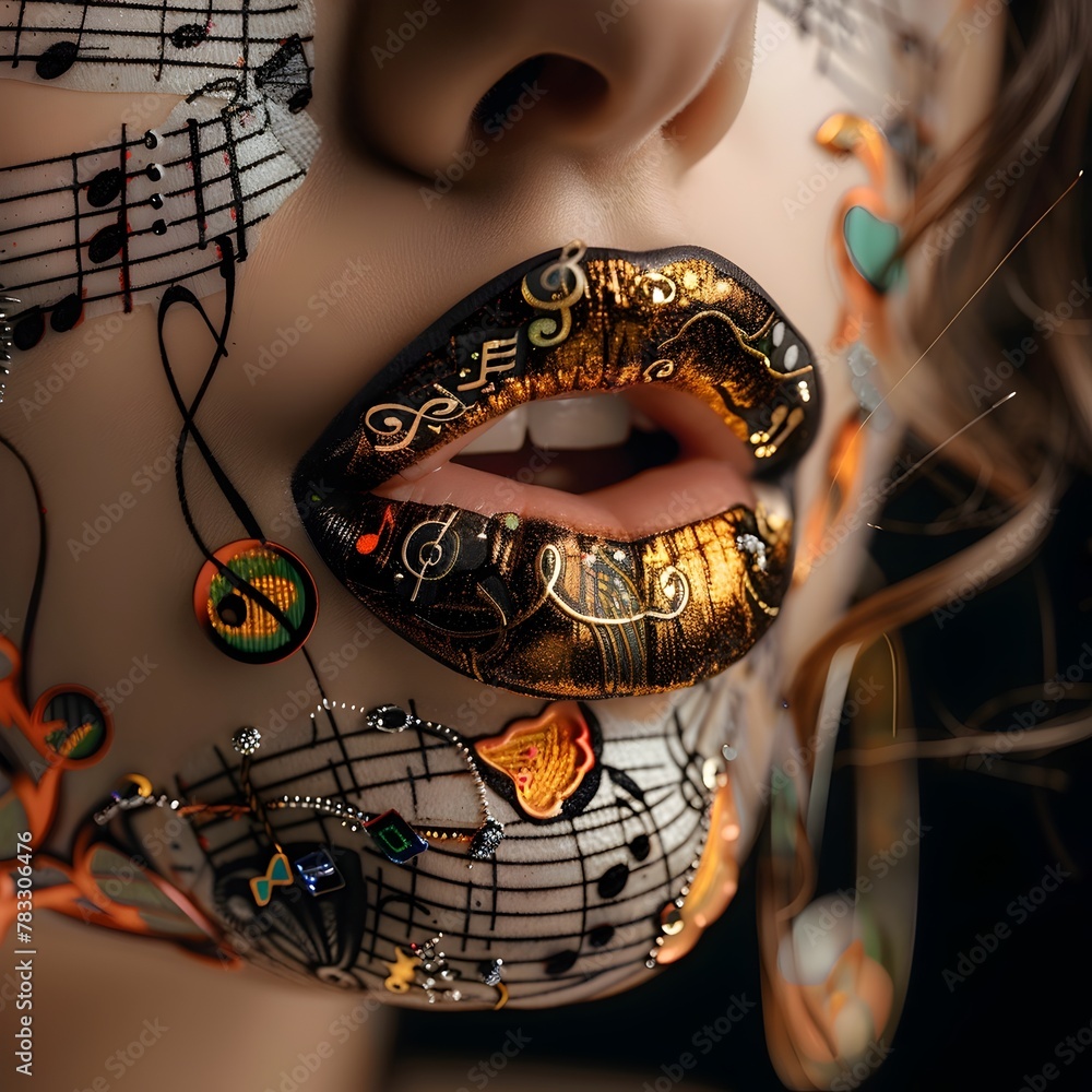 Vocalization of Musical Notations Adorning Captivating Lips Resonating ...