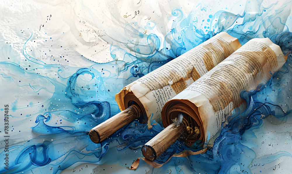 Old torah scroll on the sea. Judaism religious symbol. Bible exodus ...