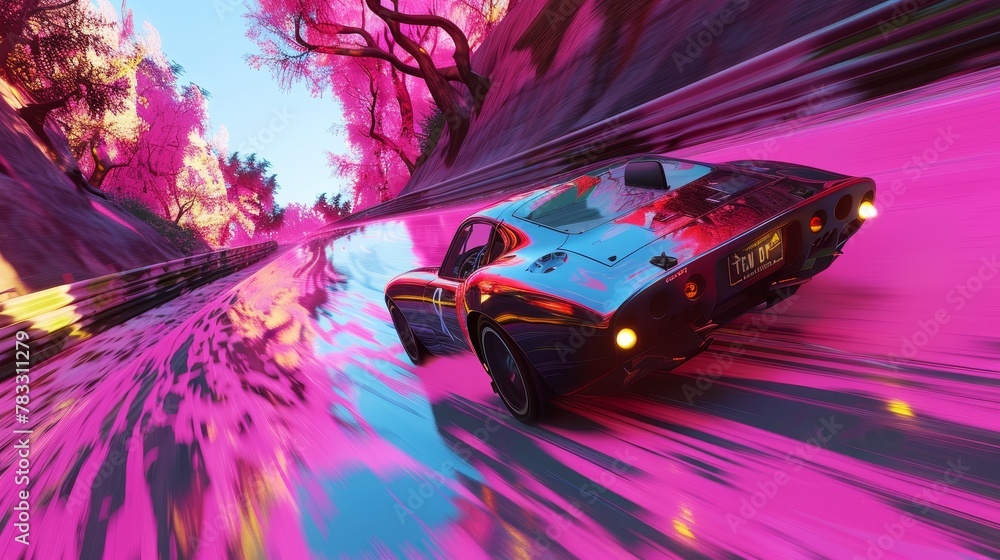 Hillclimb cars in a trippy visual AI generated illustration Stock ...