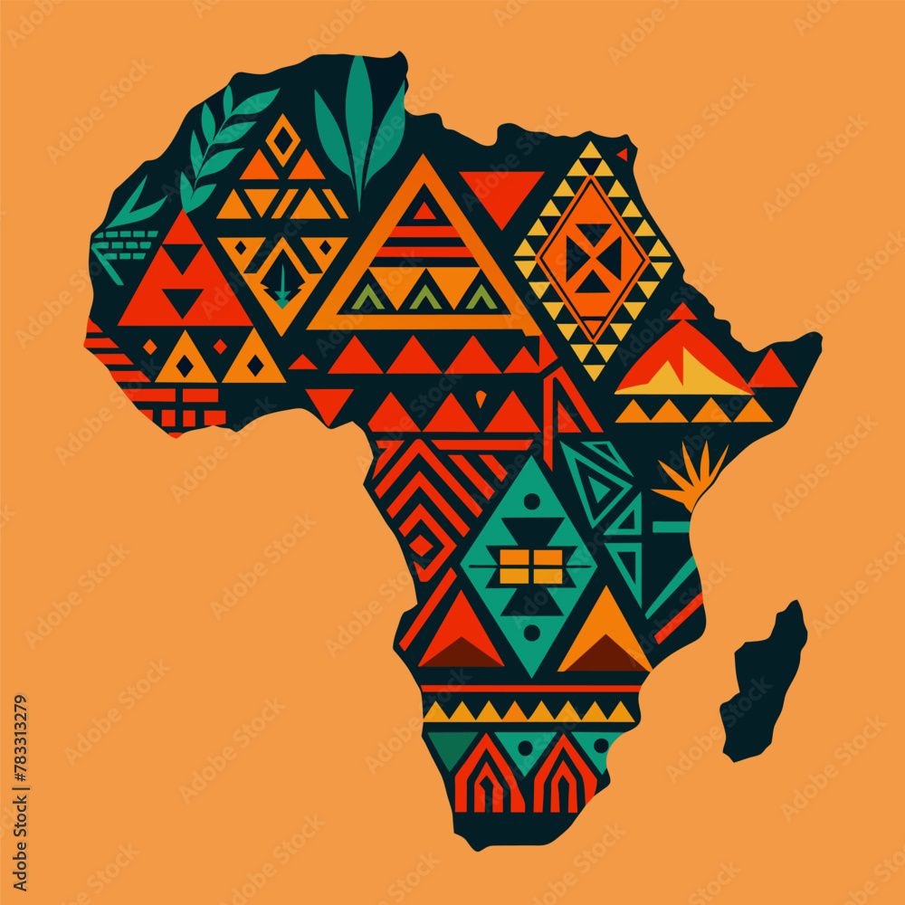Continent Africa, abstract silhouette of african map with geometric ...