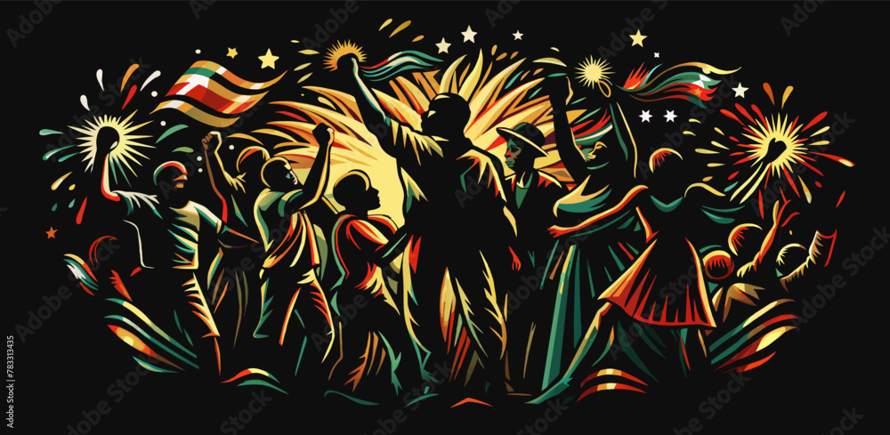 Pride african people marching with raised fists, symbol of african ...