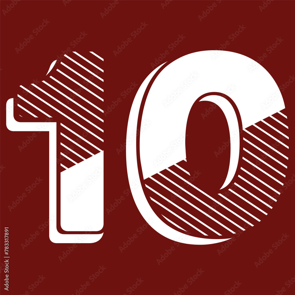 10,Classic Vintage Sport Jersey Number, Uniform numbers in black as fat ...
