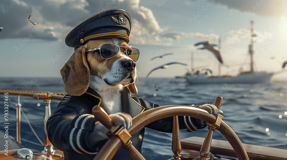 Sail boat Captain Dog: Funny Concept of The Joys of Bringing Your Furry ...