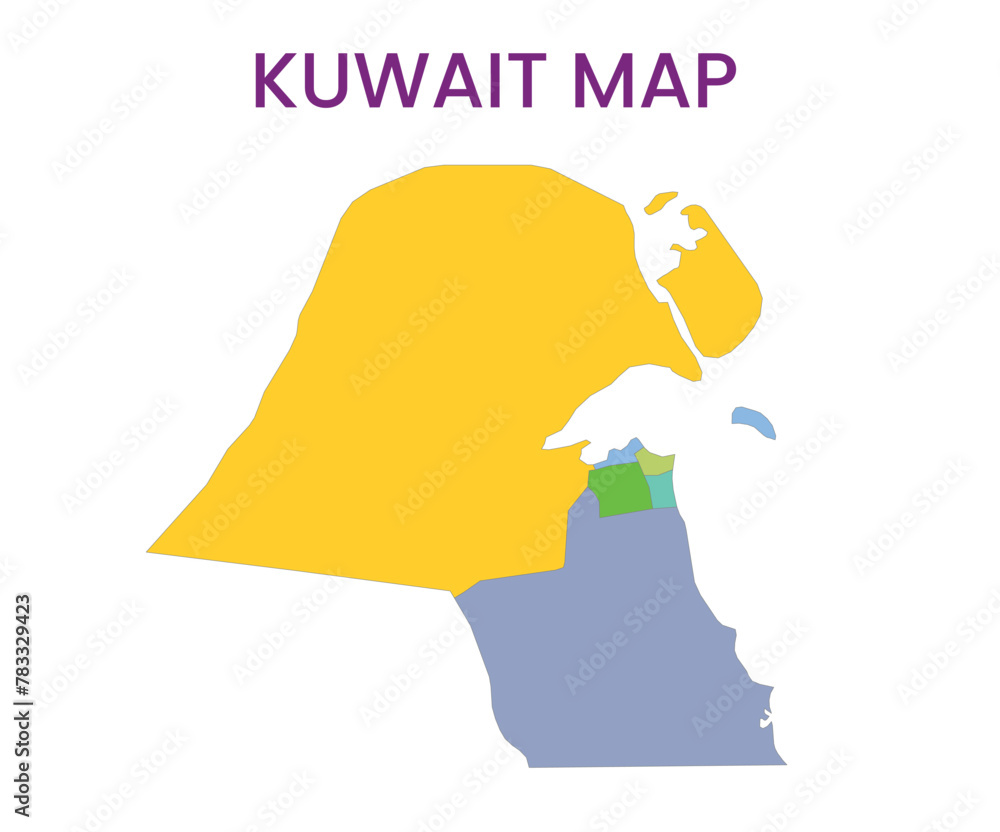 High detailed map of Kuwait. Outline map of Kuwait. Asia Stock Vector ...
