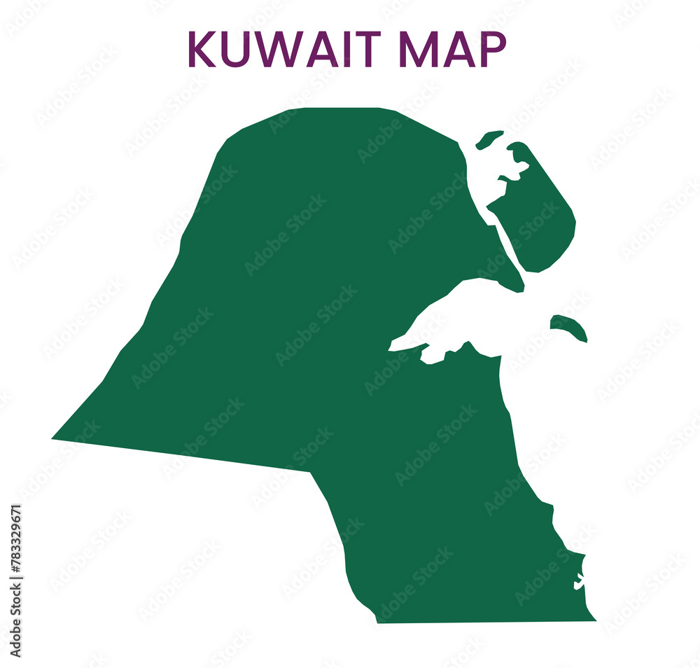 High detailed map of Kuwait. Outline map of Kuwait. Asia Stock Vector ...