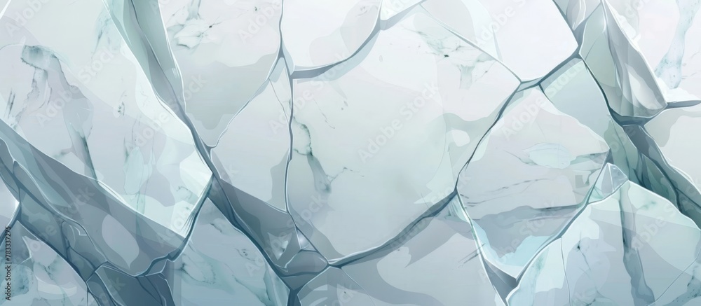 Shattered glass wall exhibiting multiple fractures and breakages in ...