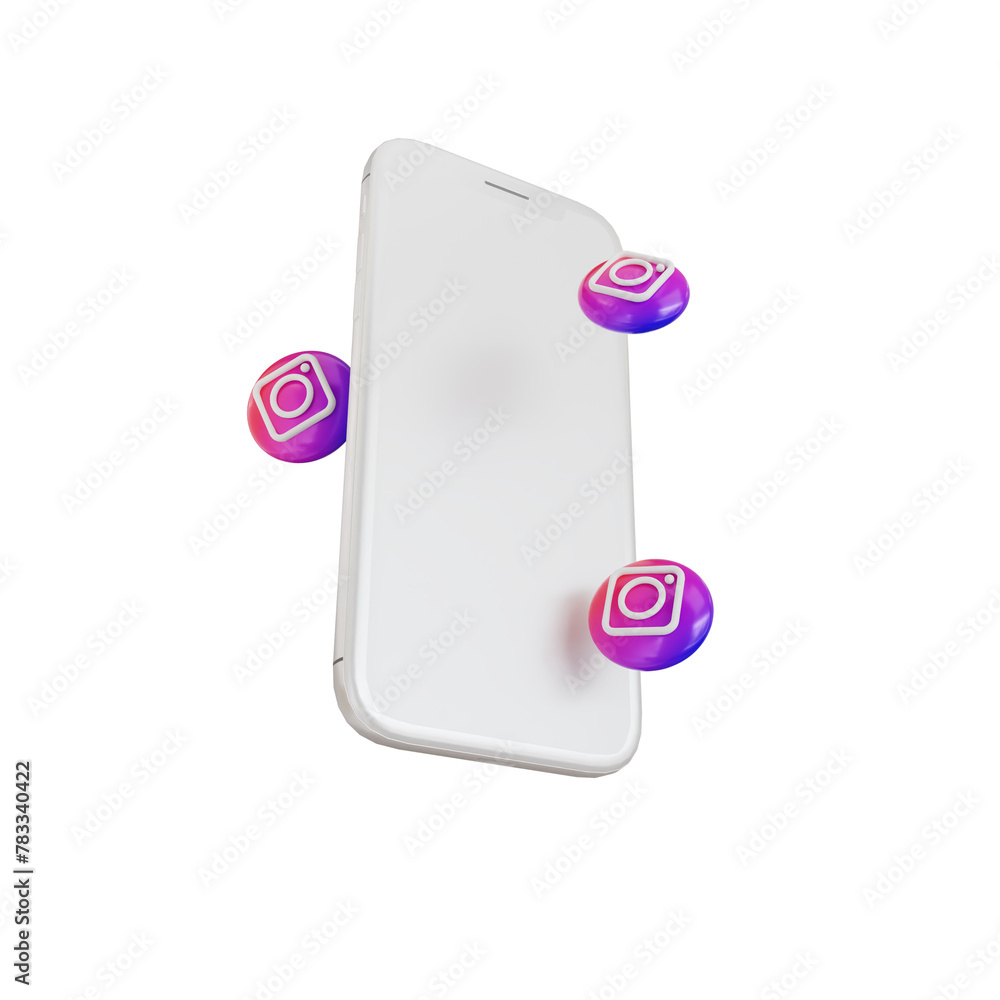 Isolated Buttons Instagram logo with a blank screen mobile phone ...