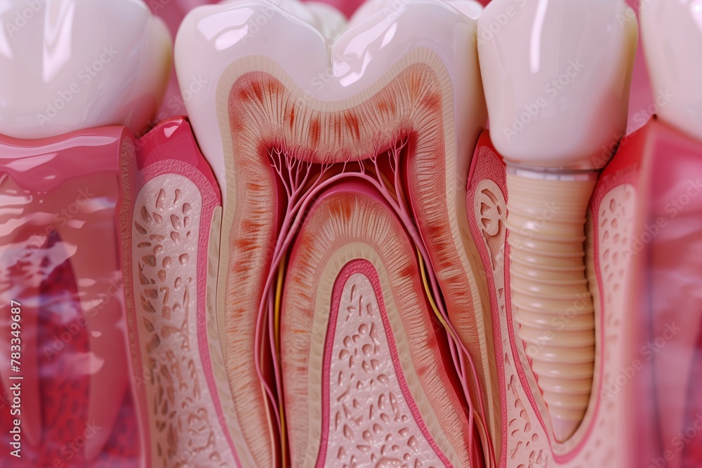 An in-depth anatomical view of the internal structure of a human molar ...