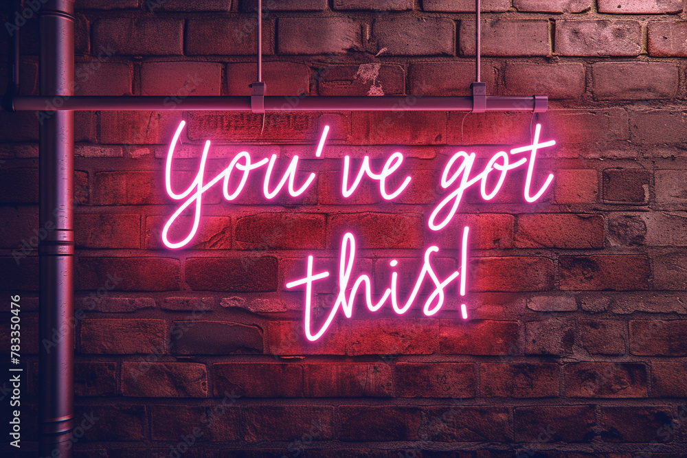 Foto de "You've got this!" Sign In Neon Lights on the dark brick wall ...
