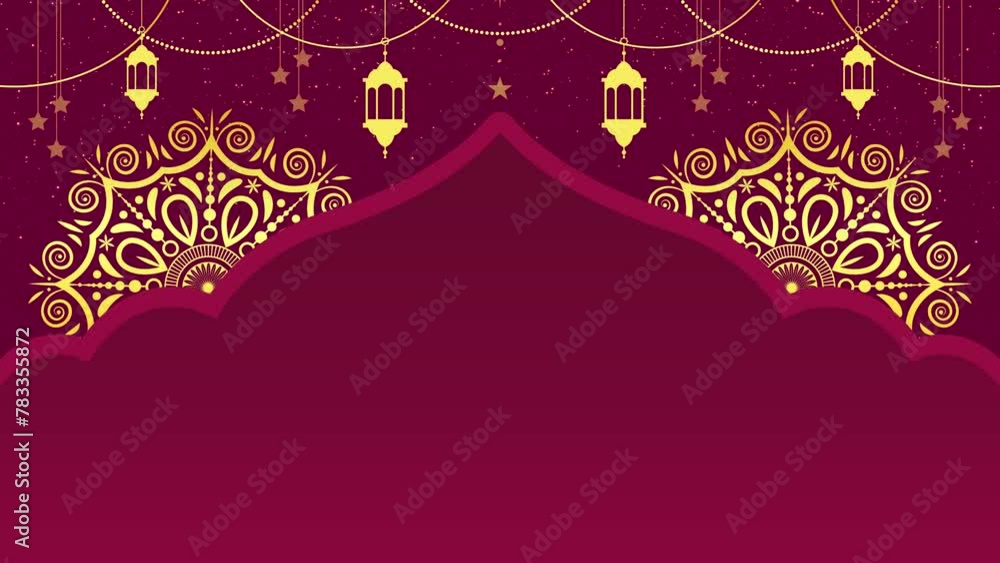 Islamic Background Luxury Animation On a Pink Theme with Mosque, Golden ...