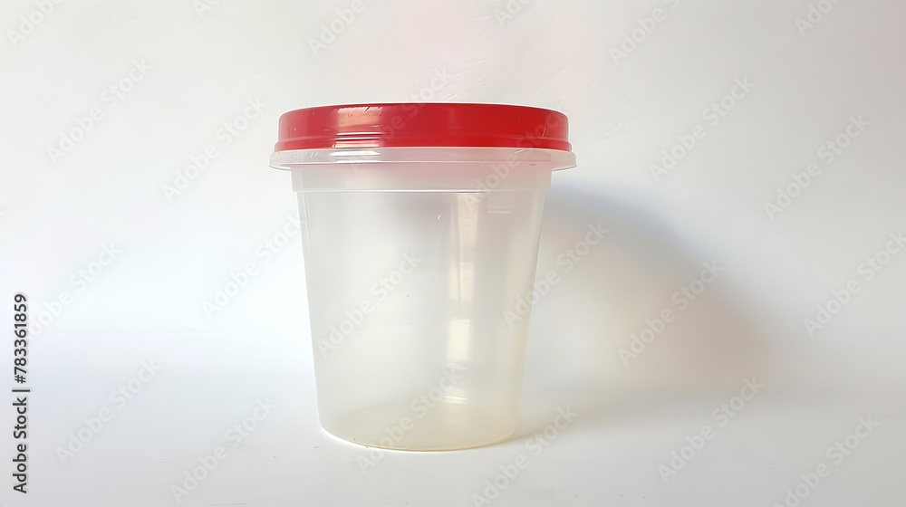 Transparent urine sample container with blue lid. Laboratory urine test ...