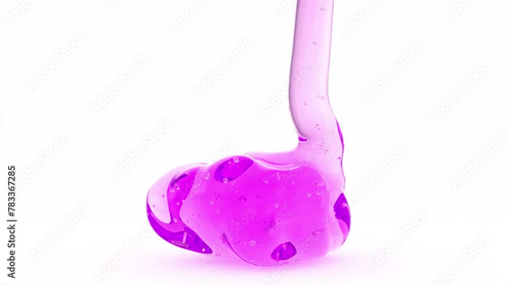 animation of pink viscous liquid substance like a toothpaste or gel ...