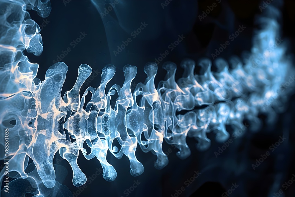 Blue-Toned Spinal X-Ray on Dark Background. Concept Medical Imaging ...