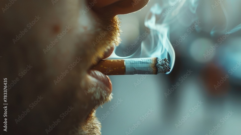 No smoking. Man stop smoke, refuse, reject, break take cigarette, say ...