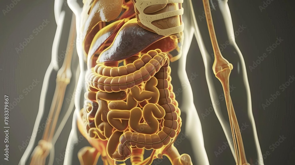 human digestive system anatomy 3d medical illustration with detailed ...