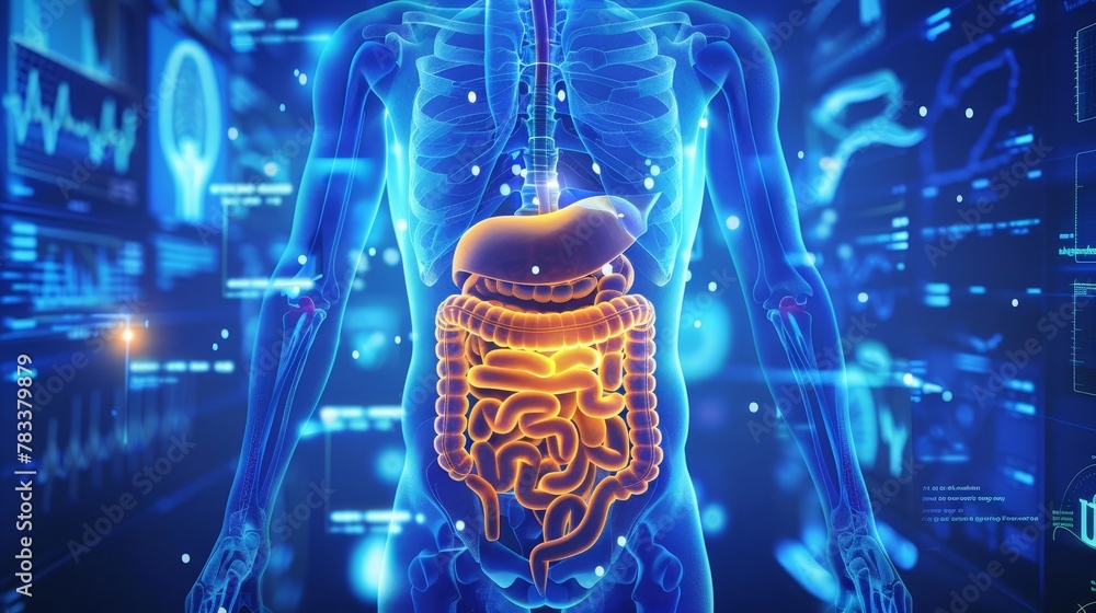 human digestive system anatomy 3d medical illustration with detailed ...