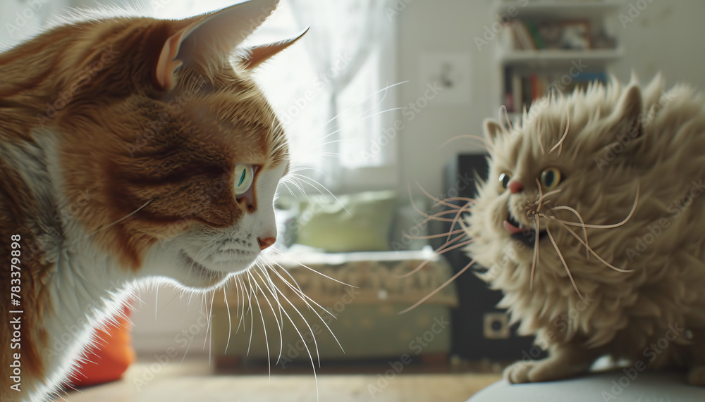 The superhero cat with laser eyes battled the evil hairball monster ...