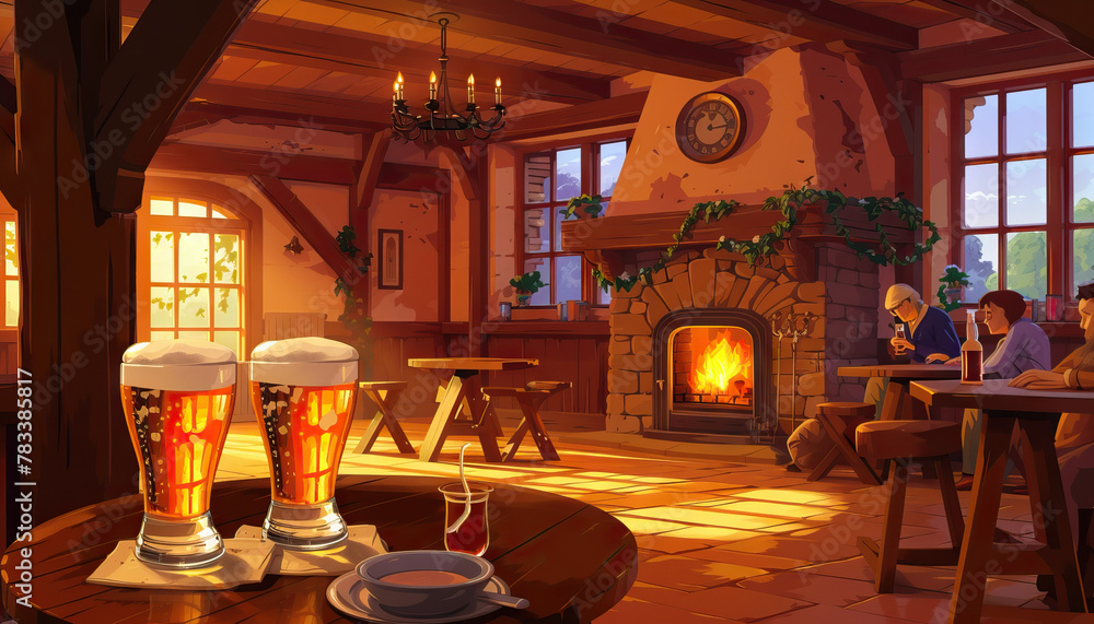 English Countryside Pub: A cozy countryside pub scene in England, with ...