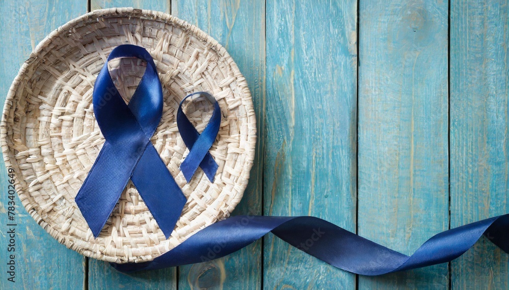 colorectal cancer awareness month dark blue ribbon awareness sign on ...