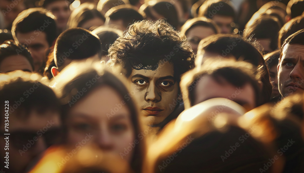 Concealed Identity: Close-Up View of Invisibility in a Crowd Stock ...