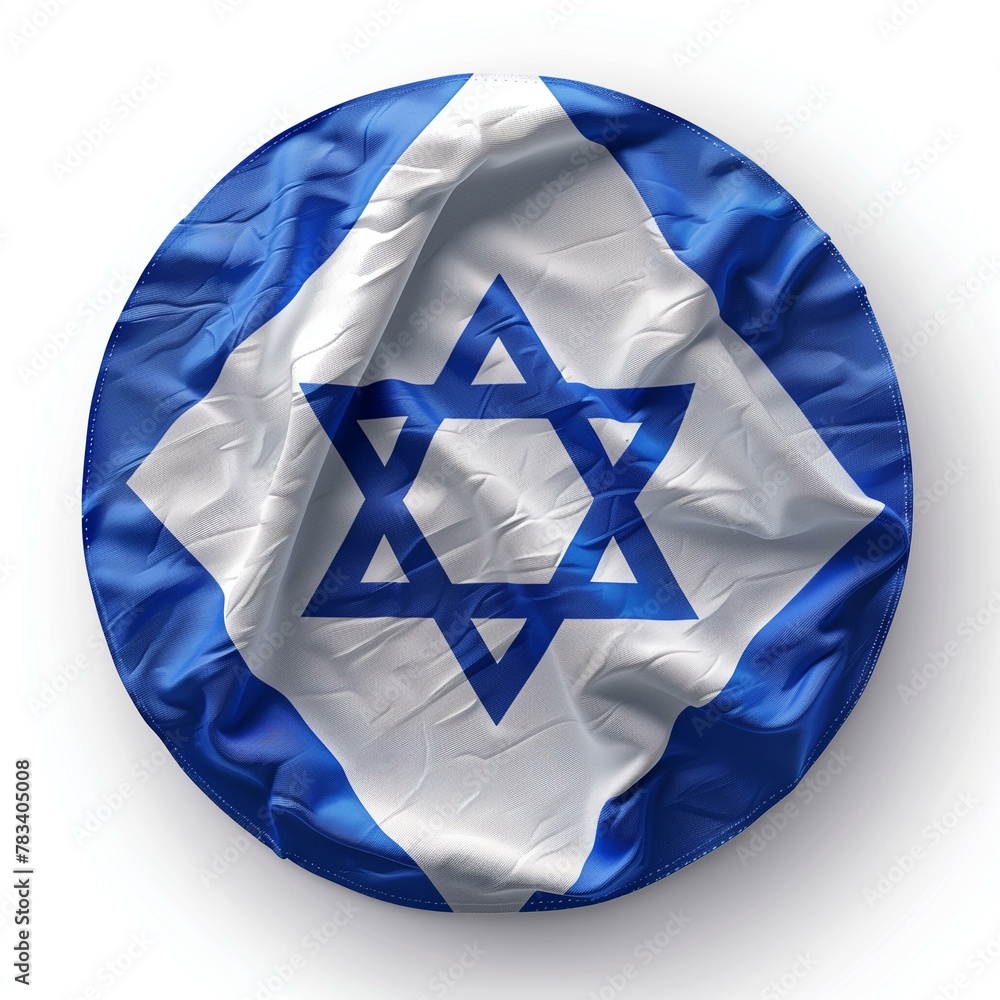A circular icon of the Israeli flag, with a white background and blue ...