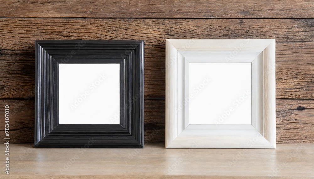 picture frames set on transparent background white wooden and black ...
