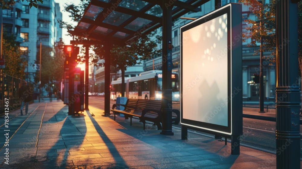 City Bus Stop Digital Ad Display Mockup, Urban Environment, AI Created ...