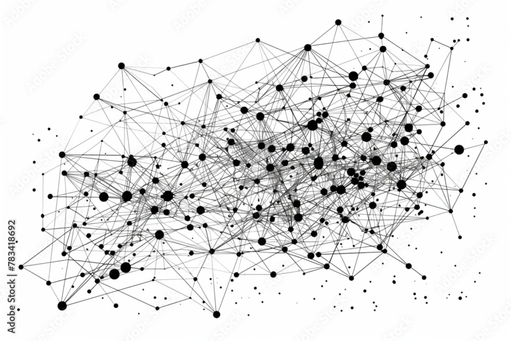 Complex messy connected lines as concept of chaos solving. Process of ...