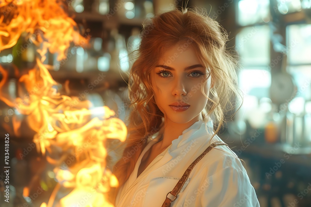 Fotografia do Stock: Mystic Fire Alchemist: Essence of Flame and Spark ...