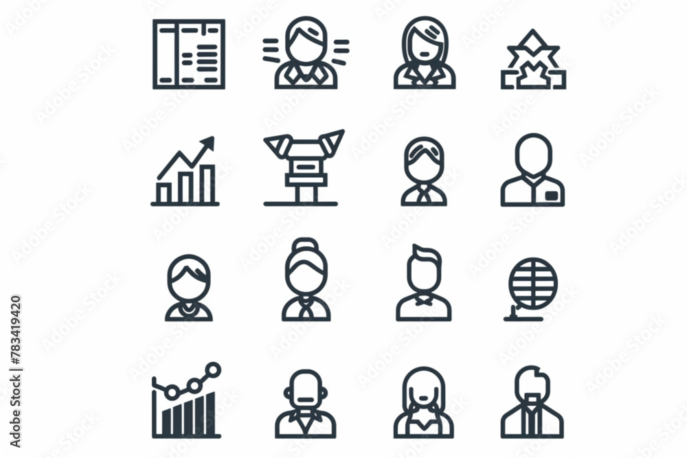 Employee Stock Ownership Plan, business concept. Thin line icon set ...
