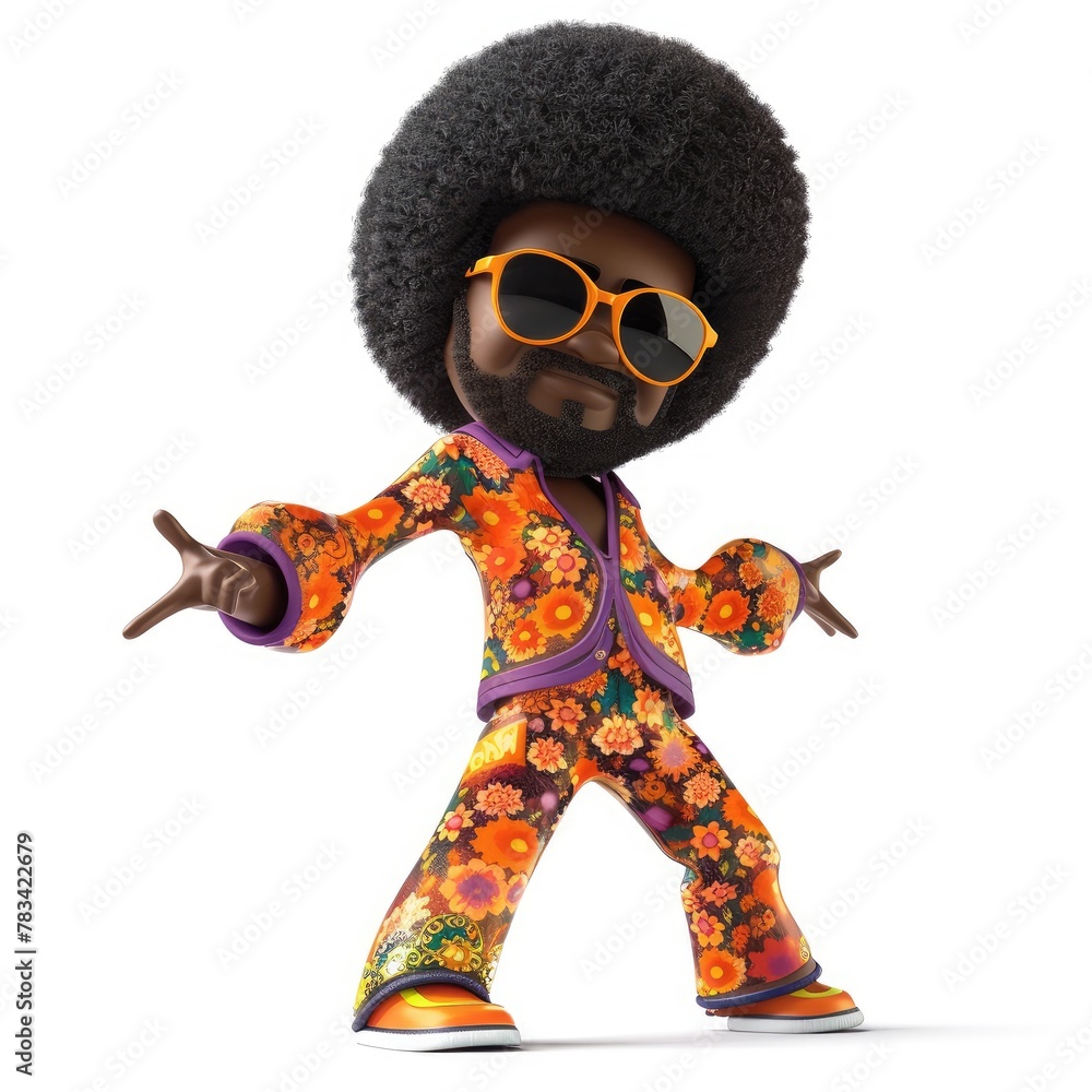 Groovy happy cartoon in three-dimensional style, playful and vibrant ...